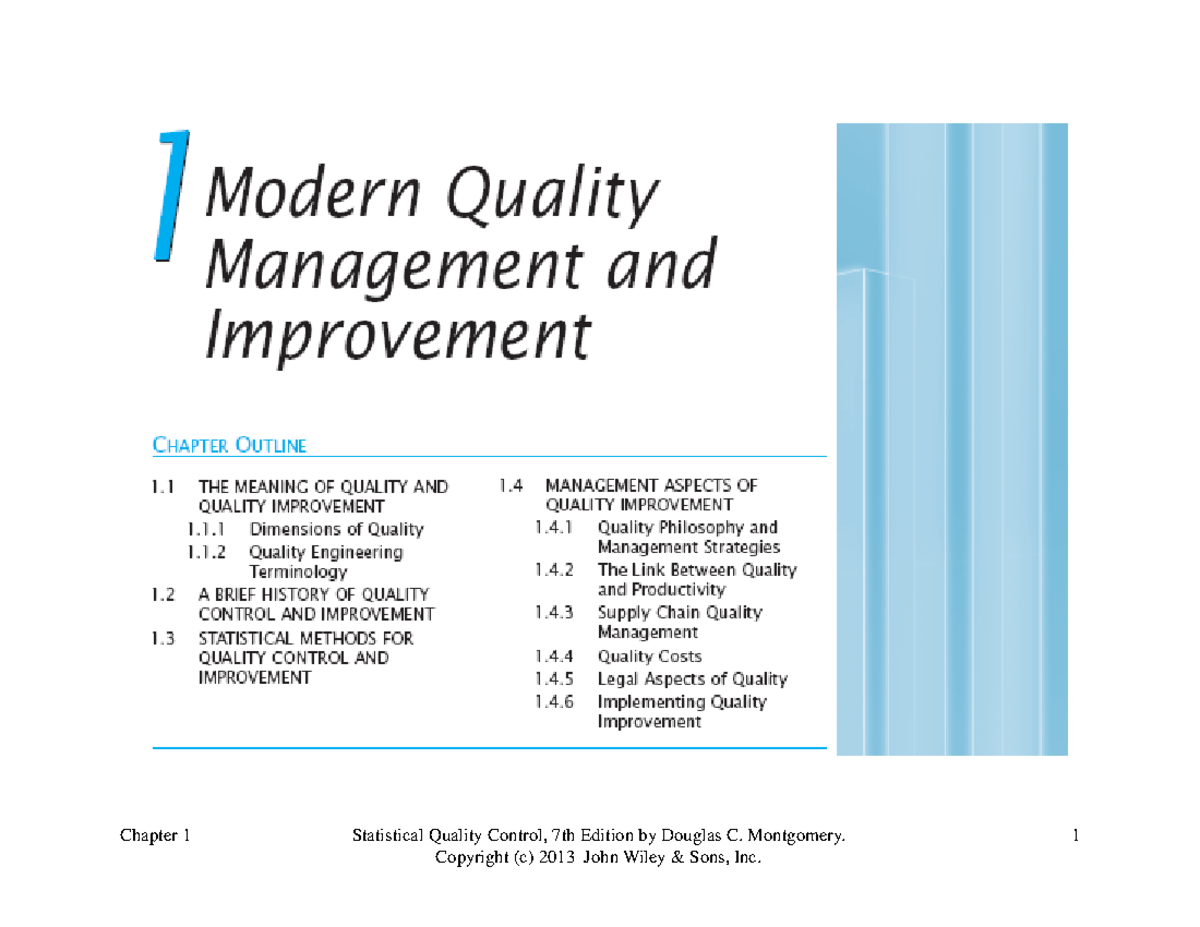 Quality Ch 1 - asdg - Chapter 1 Statistical Quality Control, 7th ...