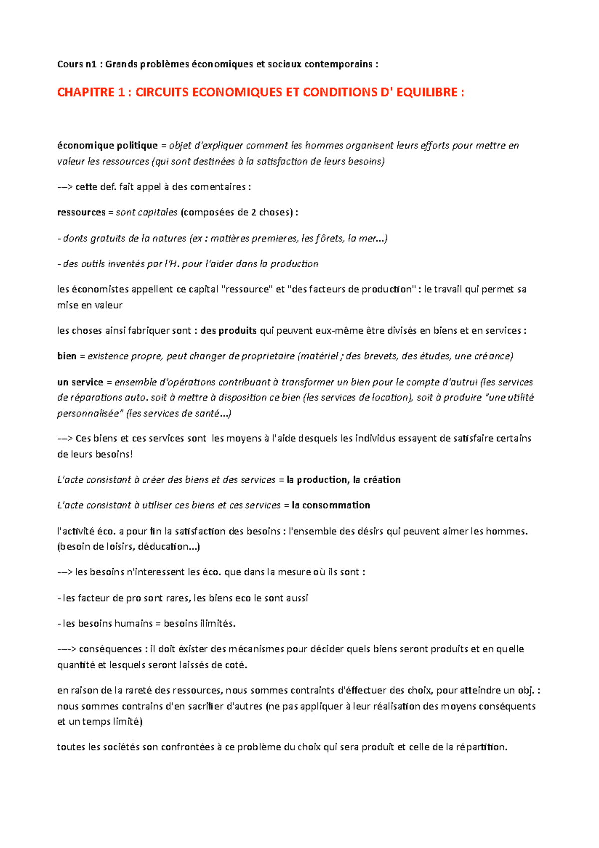 Cours d'économie - Cours n1 : Grands et sociaux contemporains ...