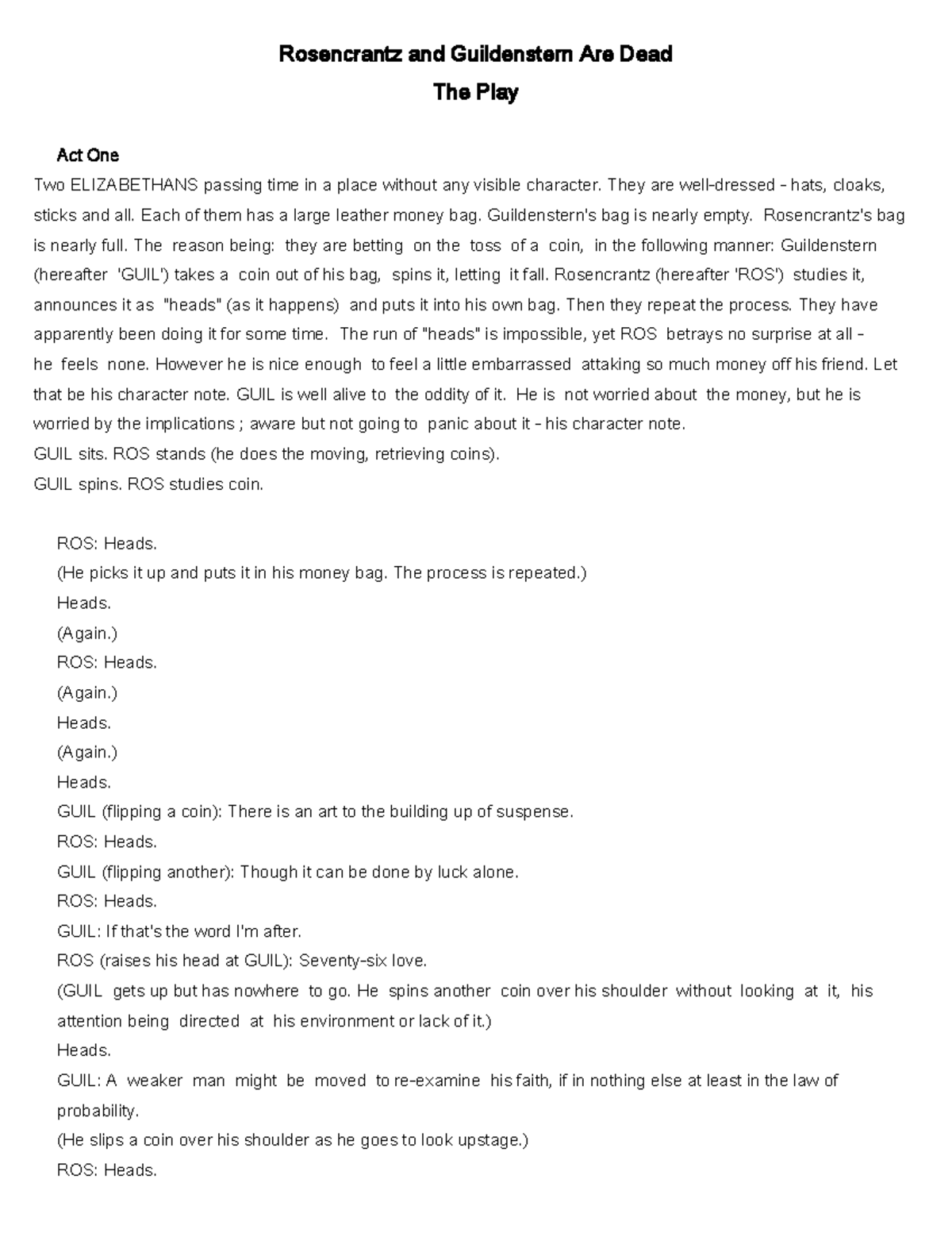 Rosencrantz and guildenstern are dead - Rosencrantz and Guildenstern ...