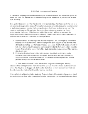 D172 task 2 - task 2 for d172 - Heidi Hopkins D172 Task 2: Evaluating Learning and Instruction ...