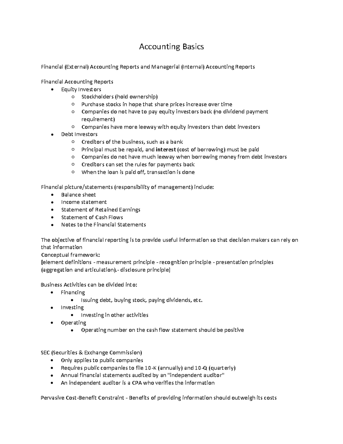 Accounting Basics - Accounting Basics Financial (External) Accounting ...