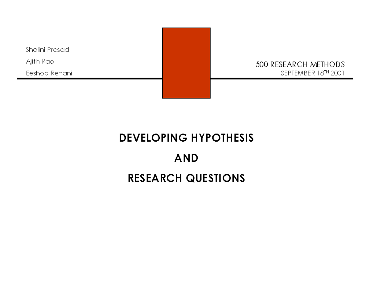 Hypothesis - It's an assignment - Shalini Prasad Ajith Rao Eeshoo ...