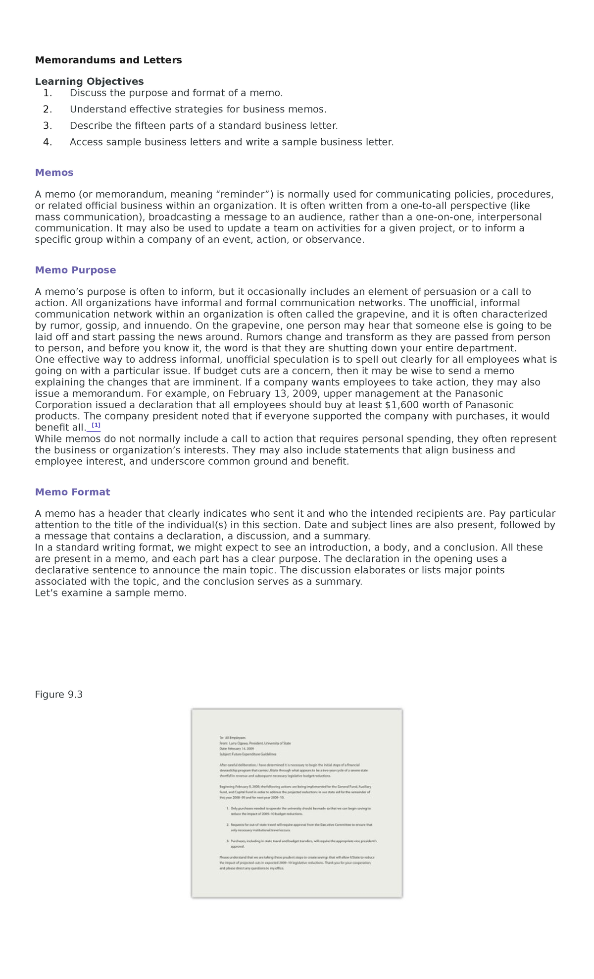 Memorandums and Letters - Memorandums and Letters Learning Objectives 1 ...