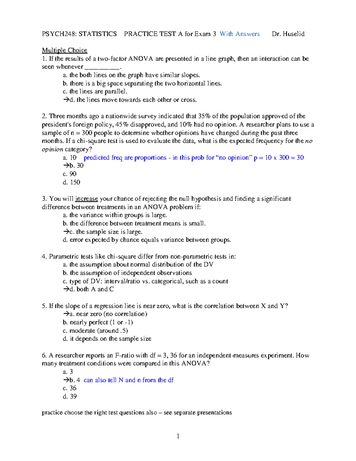 EXAM3 Practice A Answers-1 - PSYCH248: STATISTICS PRACTICE TEST A for ...