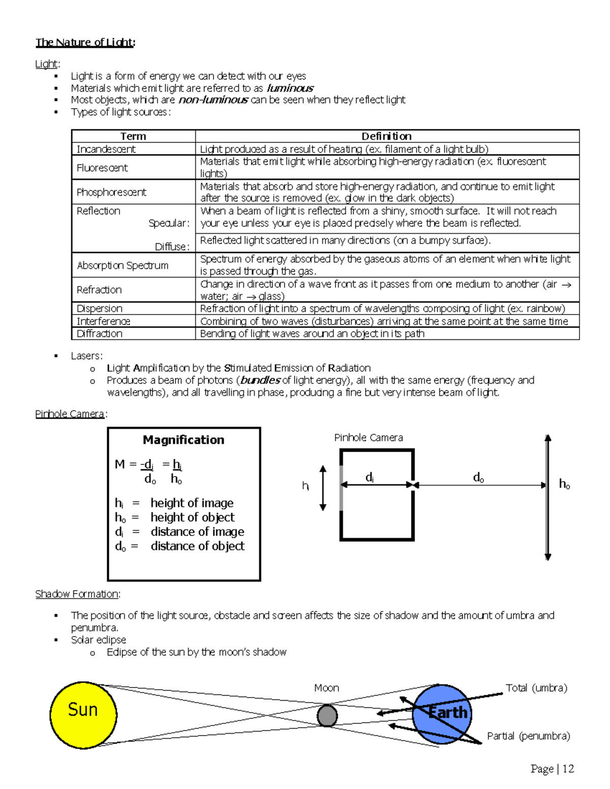 I don't know the name of this document - The Nature of Light: Light ...