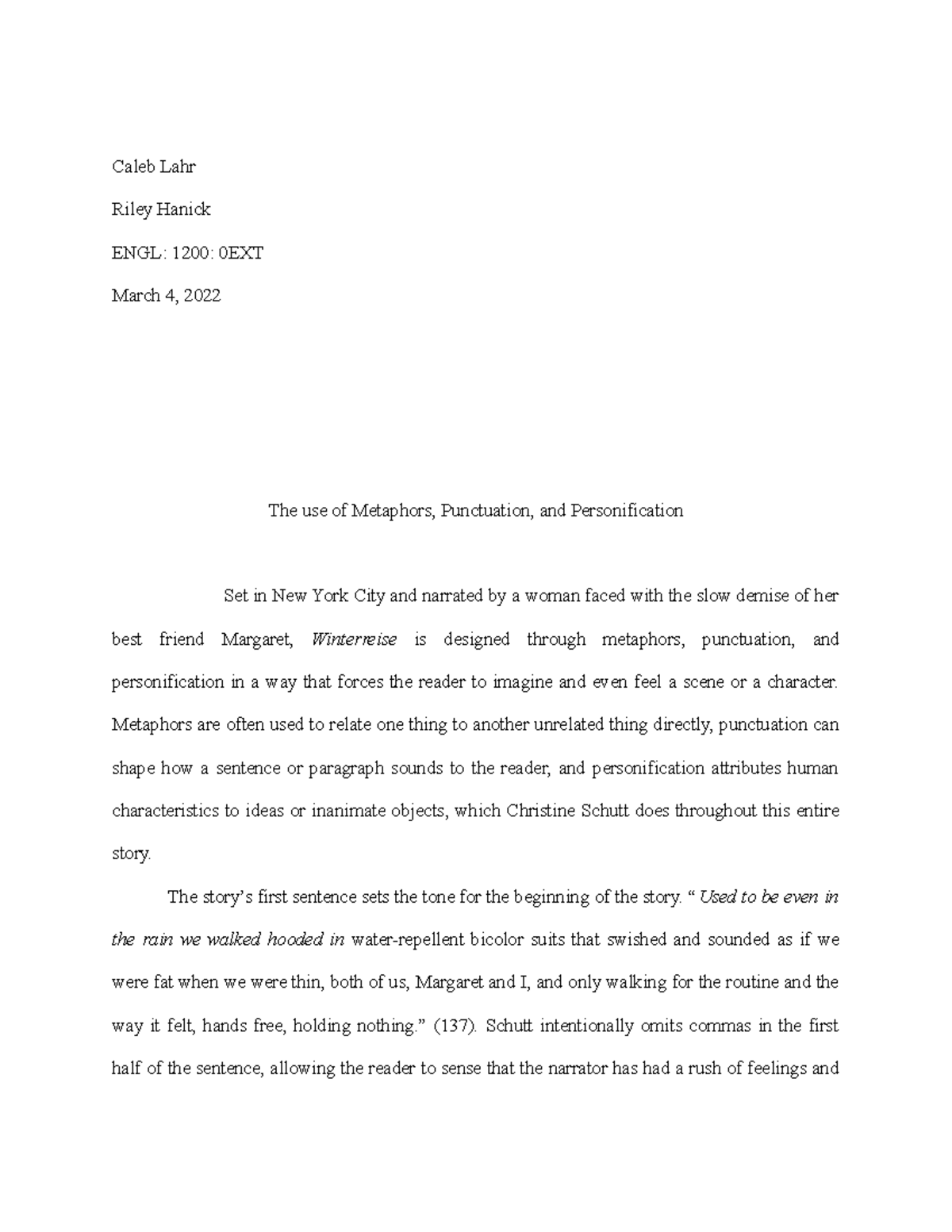 Essay 1 Interpretation of Literature-Edit: Close reading - Caleb Lahr ...