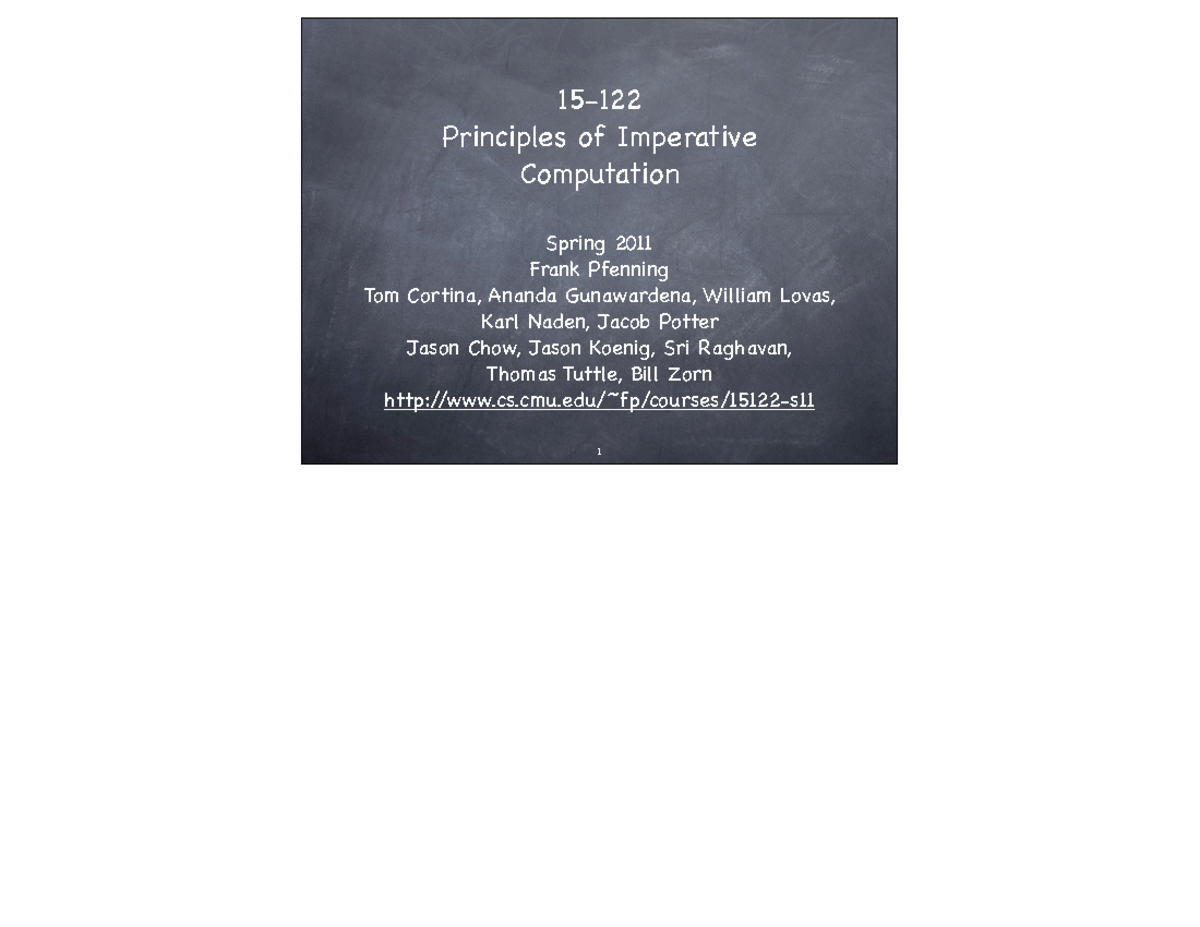 01-overview - Lecture 1 - 15- Principles of Imperative Computation ...