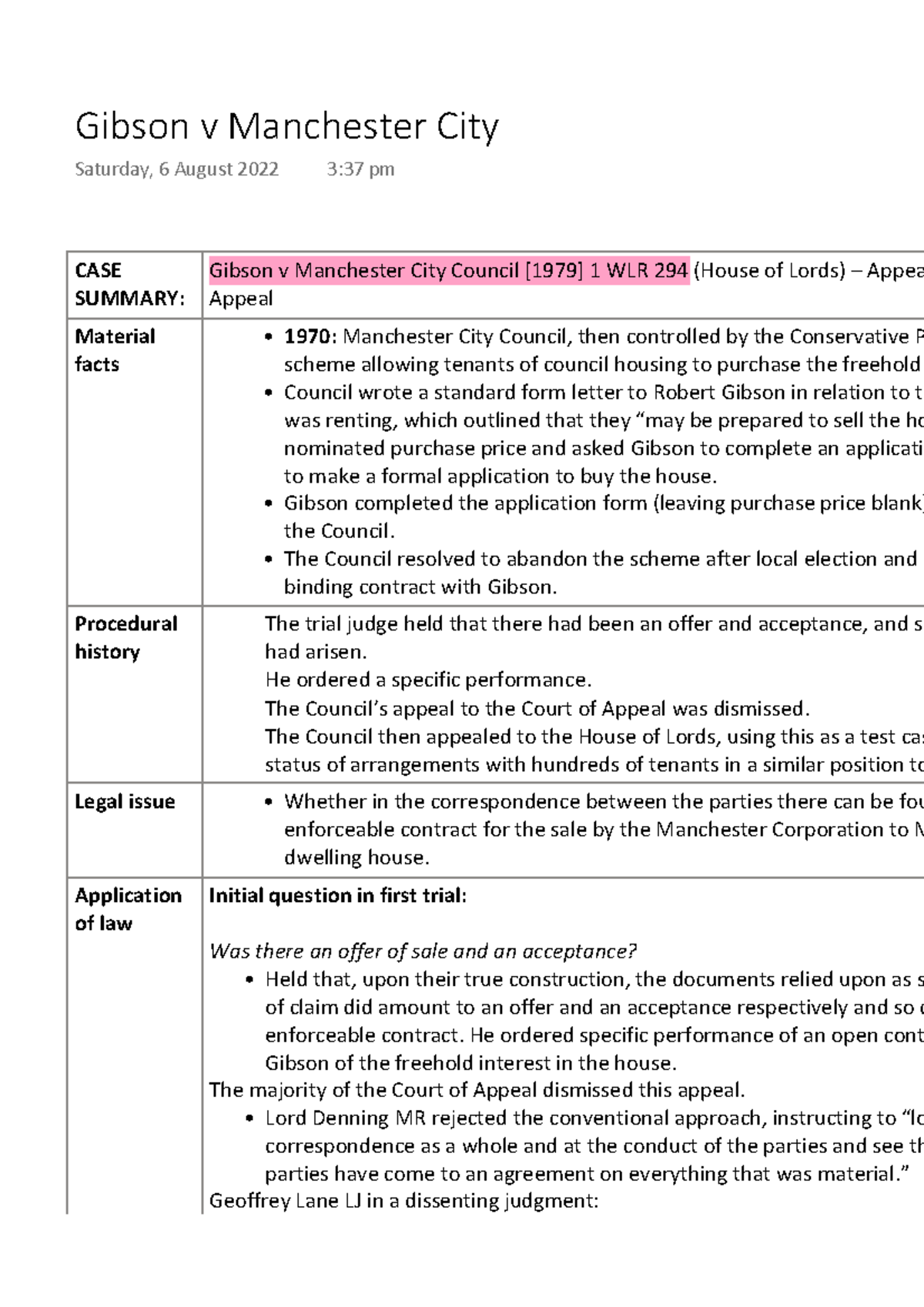 Gibson v Manchester City - CASE SUMMARY: Gibson v Manchester City ...