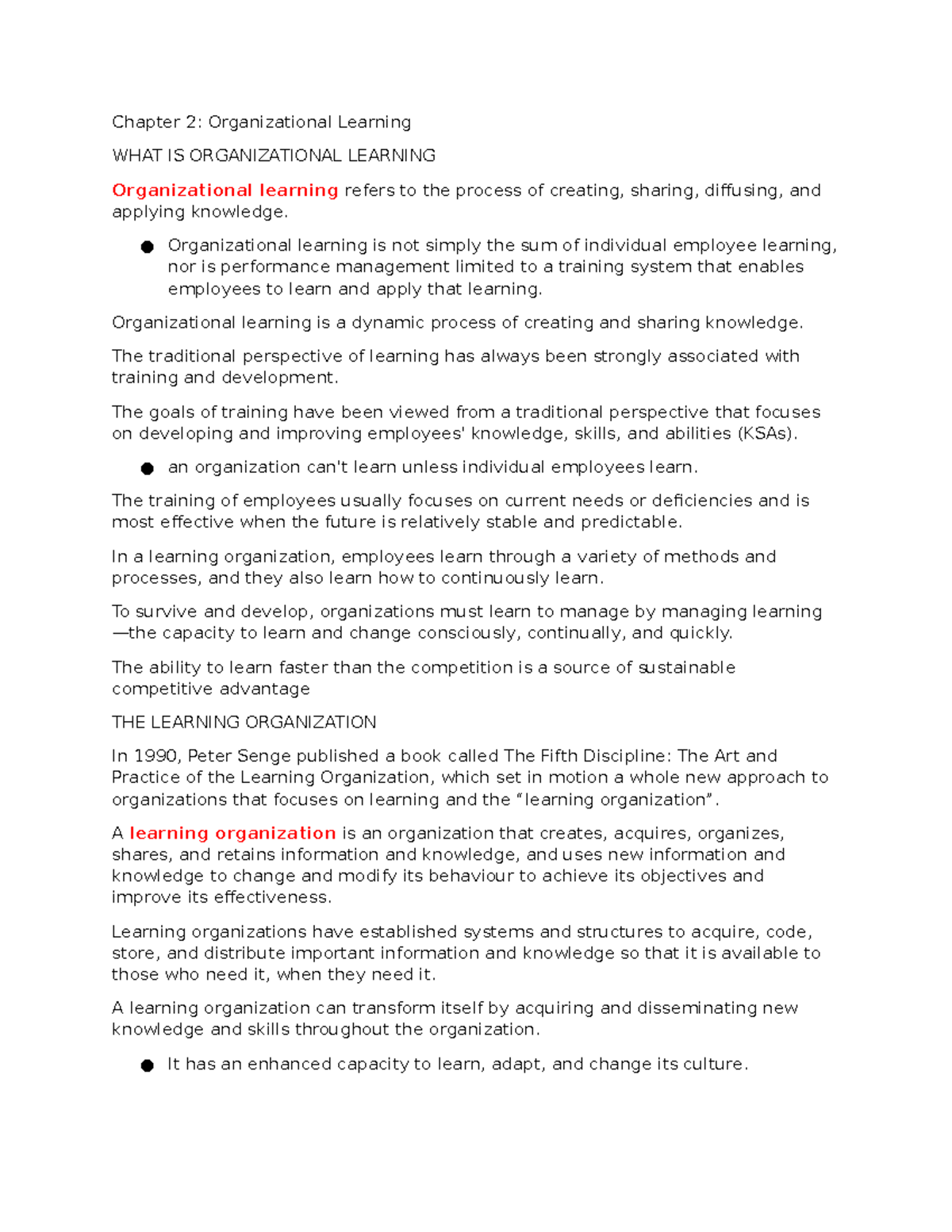 T&d chapter 2 - Chapter 2: Organizational Learning WHAT IS ...