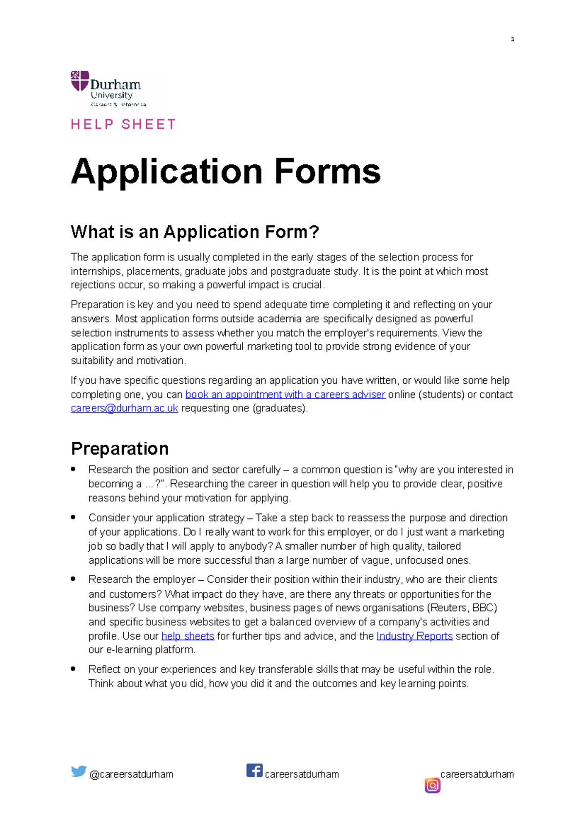 Application Forms - N/A - H E L P S H E E T Application Forms What is ...