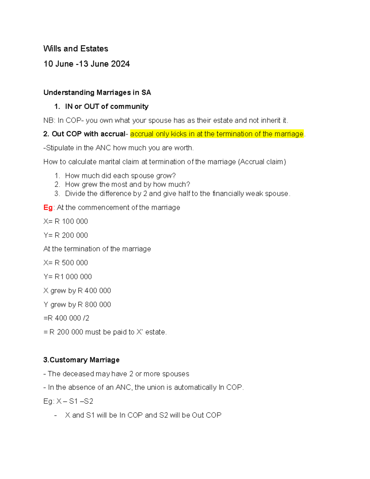 Wills and Estates Notes and Class Activities - Wills and Estates 10 ...
