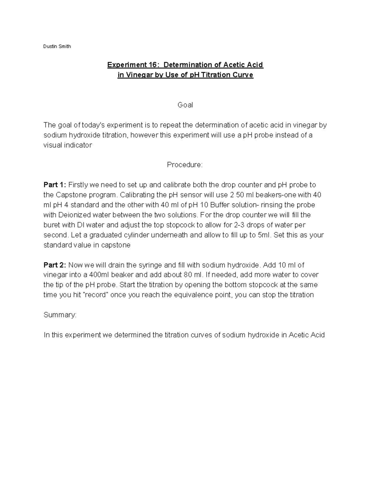 Lab#6 Experiment 16A Procedure - Dustin Smith Experiment 16 ...
