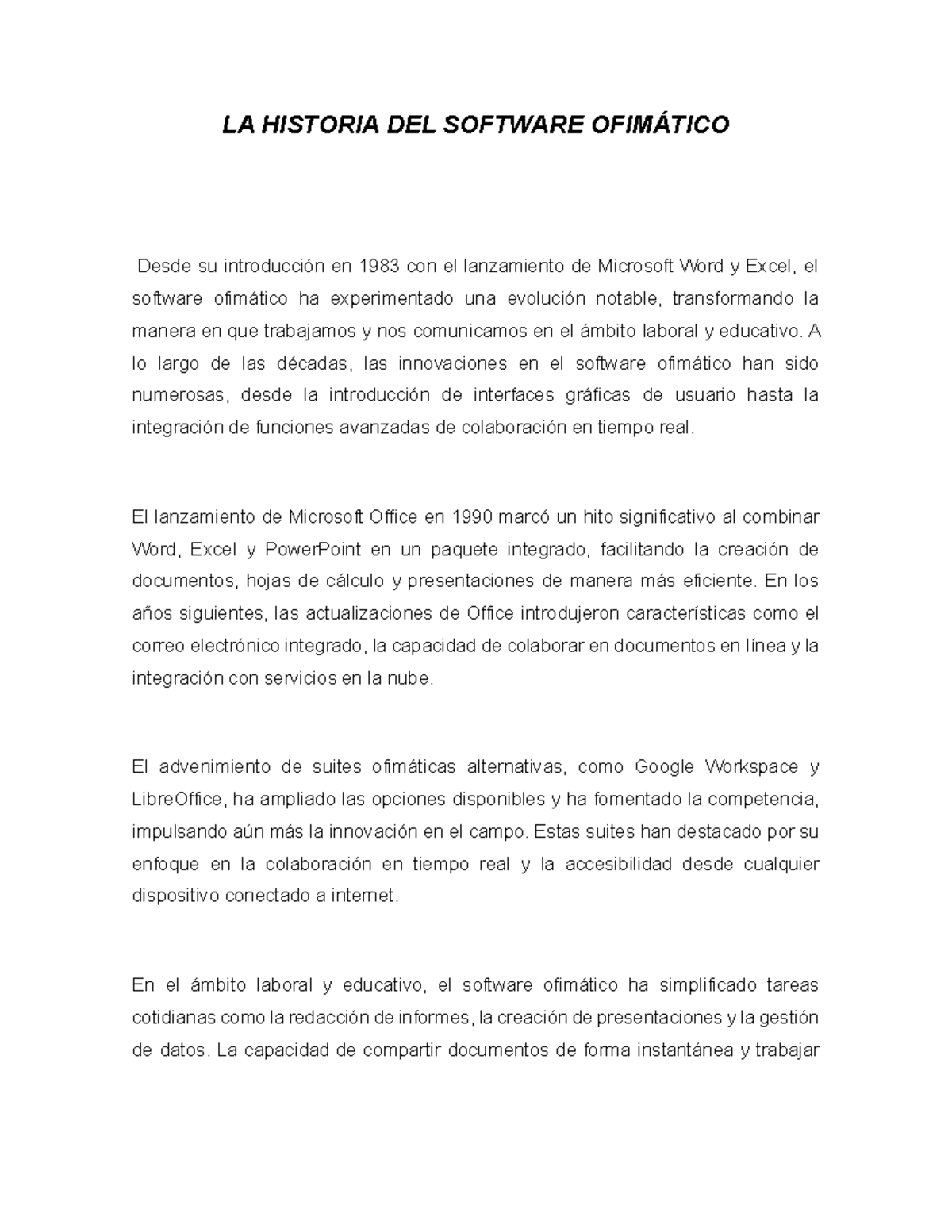 historia del software - LA HISTORIA DEL SOFTWARE OFIMÁTICO Desde su ...