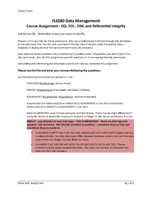 ERDAssignment - Assignment for Module 2 - IS3280 Data Management Assignment Creating ER Diagrams ...
