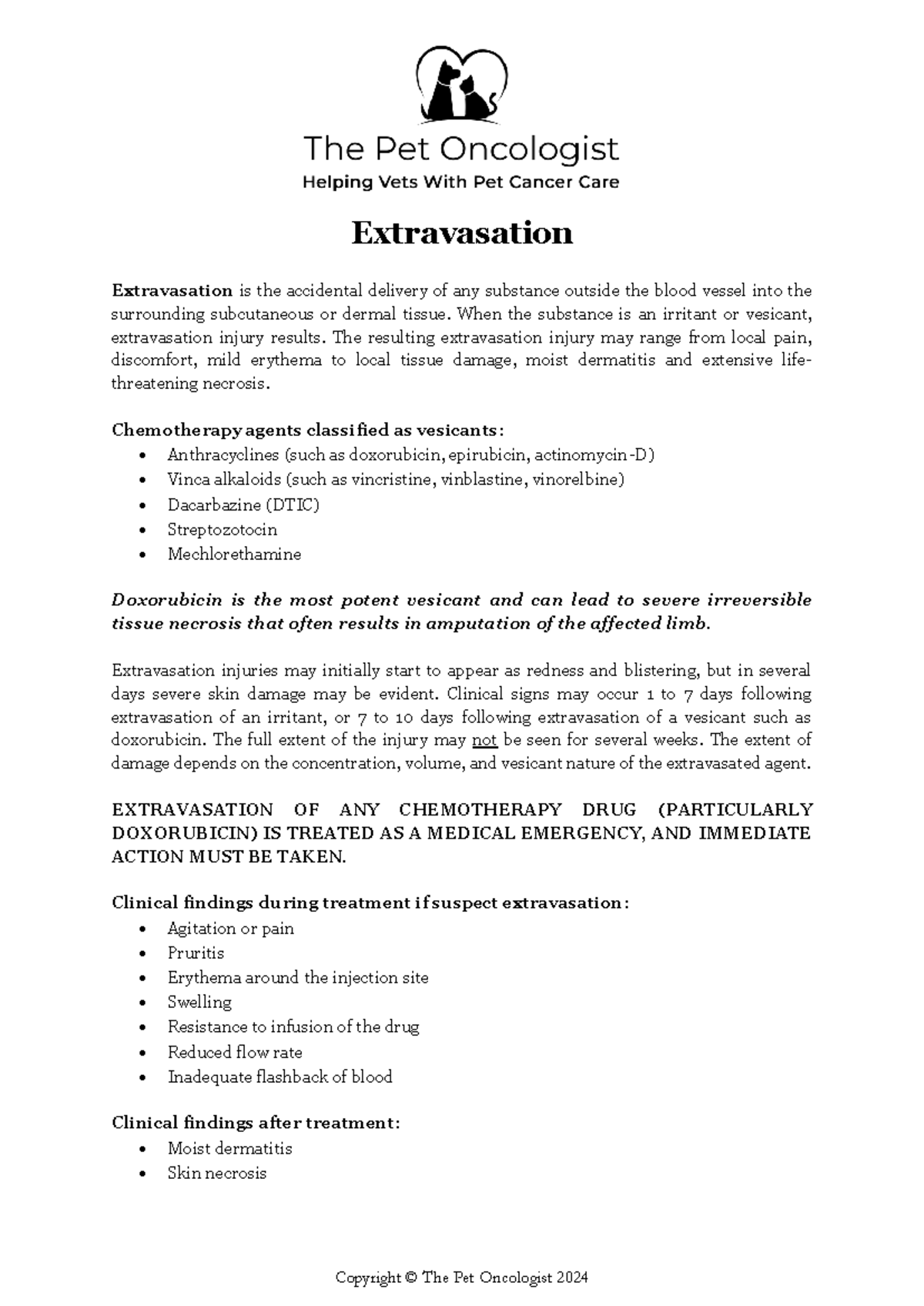Extravasation+Protocol+(The+Pet+Oncologist) - Extravasation ...