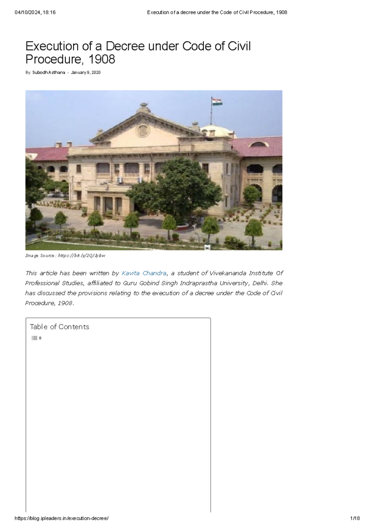 Execution of a decree under the Code of Civil Procedure, 1908 - Execution of a Decree under Code ...