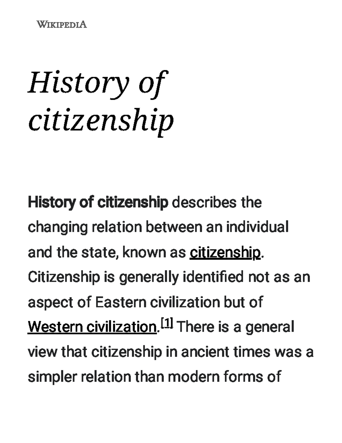 History of citizenship - Wikipedia - History of citizenship History of ...