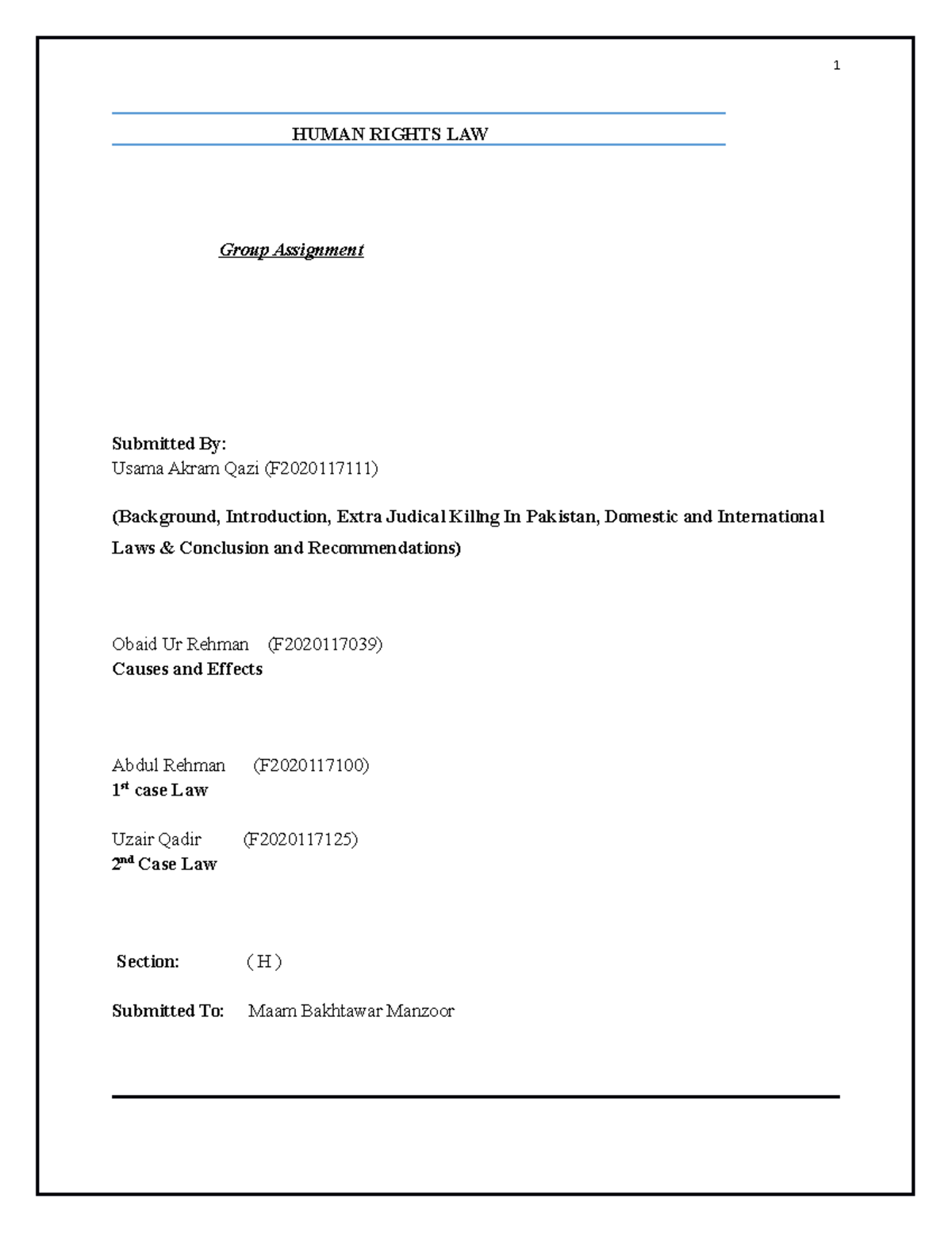 Human Rigts Law Final Project Done - HUMAN RIGHTS LAW Group Assignment ...