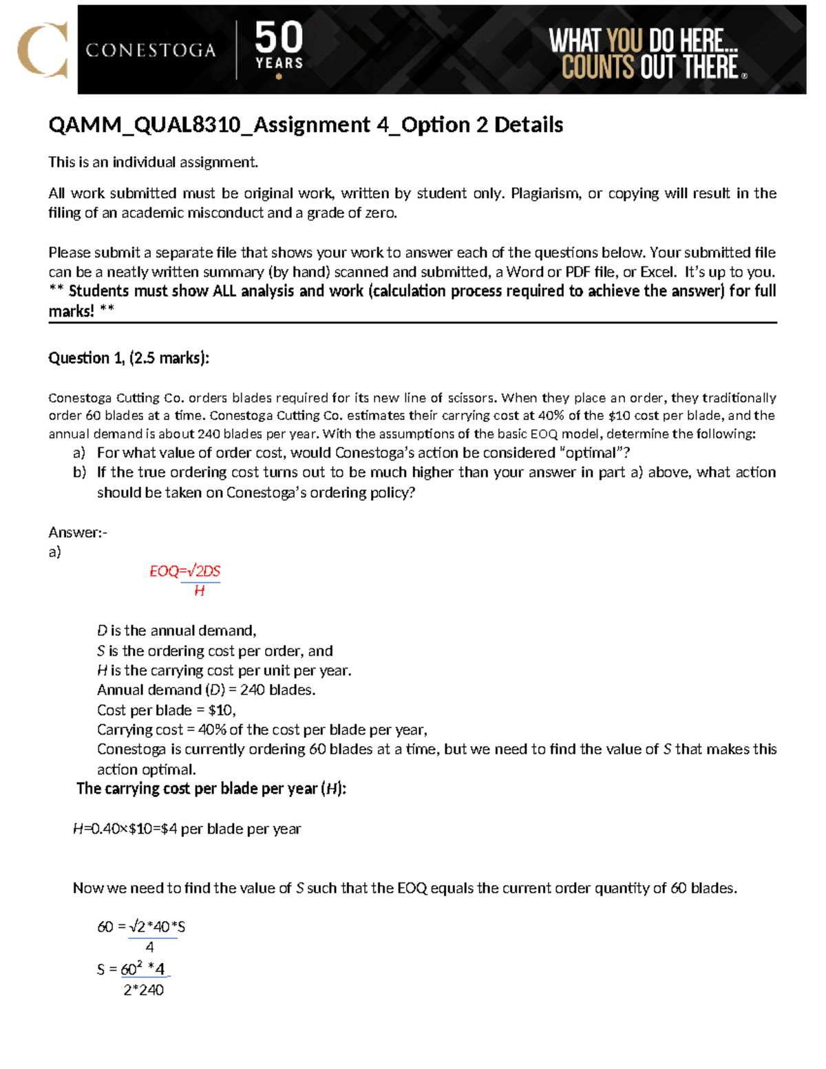 Assignment 4 option 2 Questions Spring 2022 - QAMM_QUAL8310_Assignment 4_Option 2 Details This ...