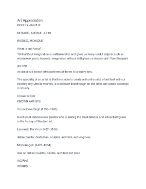 ART Appreciation - ART APPRECIATION Modern Art Topic Page Art created ...