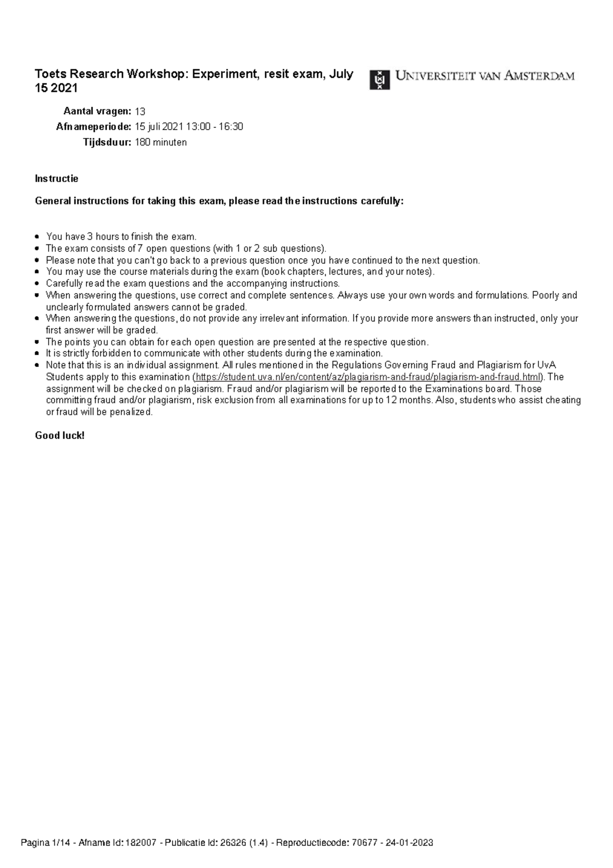 Example exam July 21 Canvas - Toets Research Workshop: Experiment ...