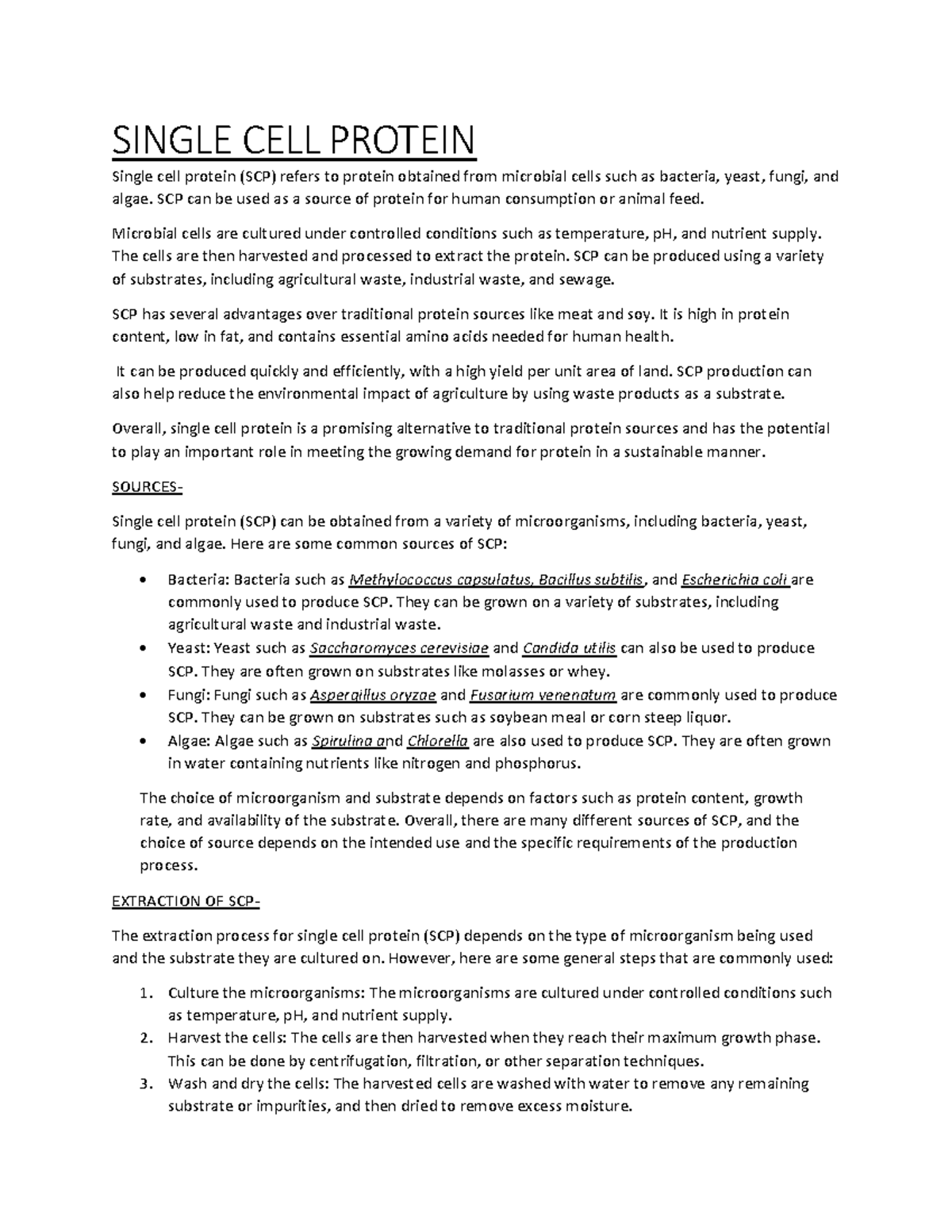 Single CELL Protein - SCP - SINGLE CELL PROTEIN Single cell protein ...