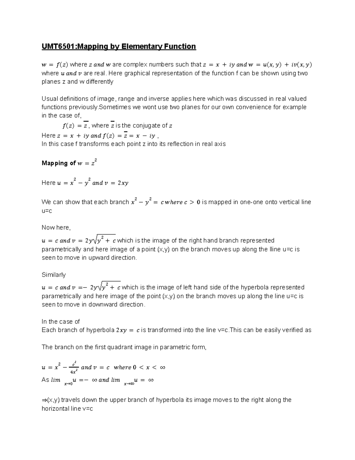 Mapping by elementary function - UMT6501:Mapping by Elementary Function ...
