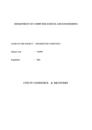 Distributed computing - CS3551 - Studocu