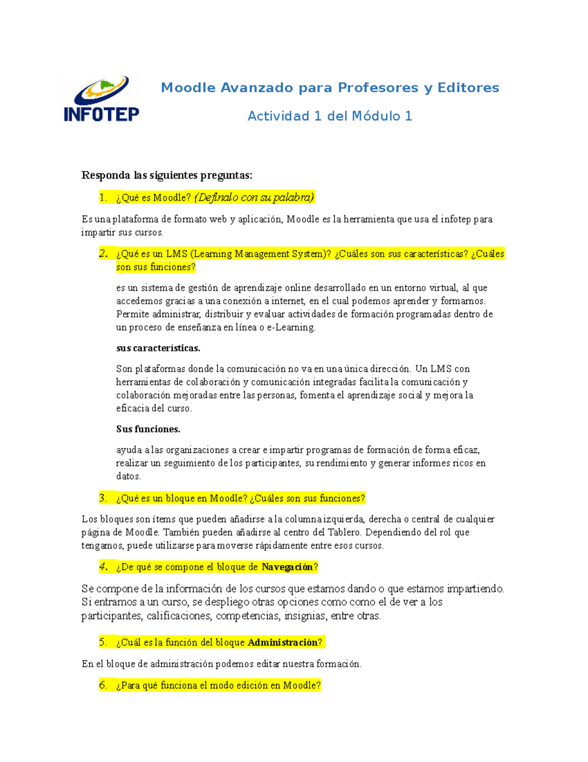 Actividad 1 Unidad 1 - practica - Moodle Avanzado para Profesores y ...