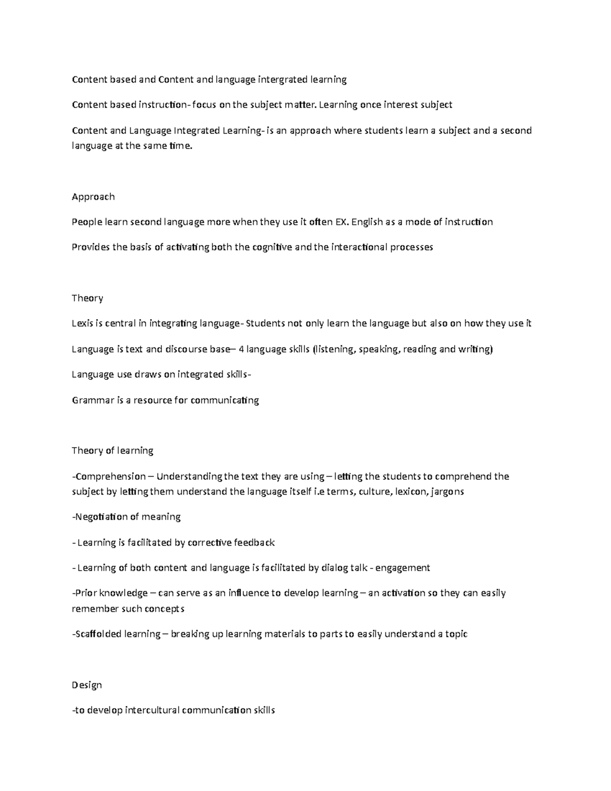 Content based and Content and language intergrated learning - Learning ...