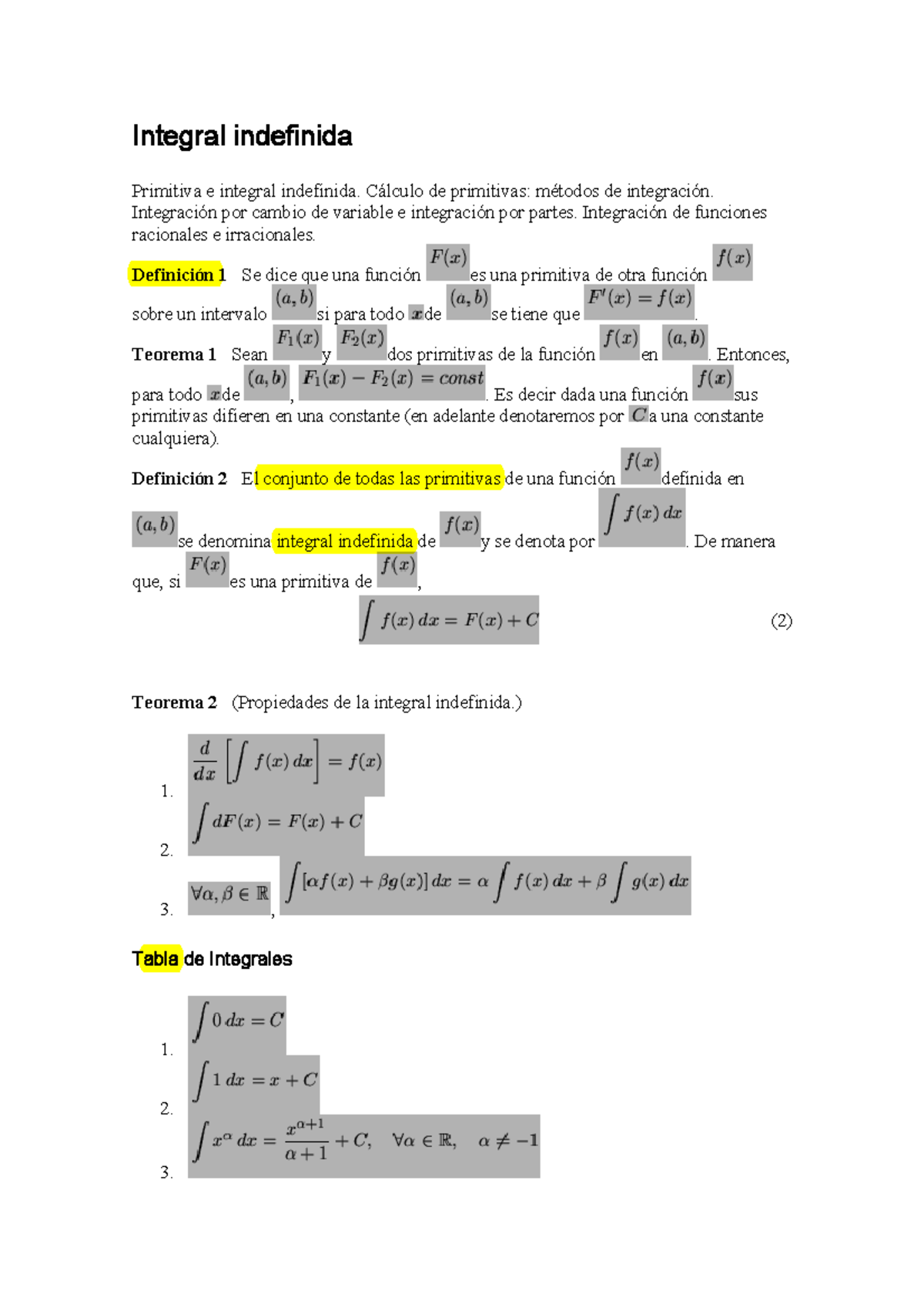 Introducción a la integral Indefinida - Integral indefinida Primitiva e integral indefinida ...