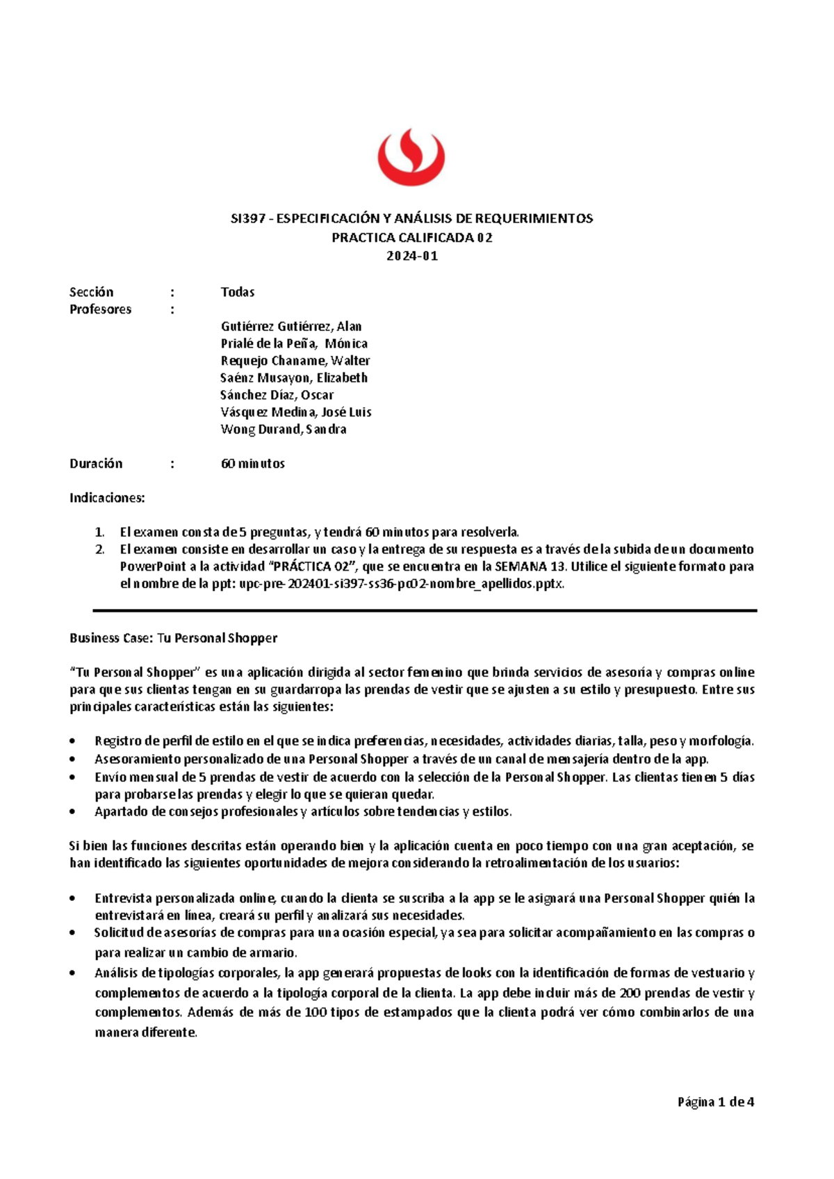 Upc pre 202401 si397 ss36 pc02 - SI397 - ESPECIFICACIÓN Y ANÁLISIS DE REQUERIMIENTOS PRACTICA ...