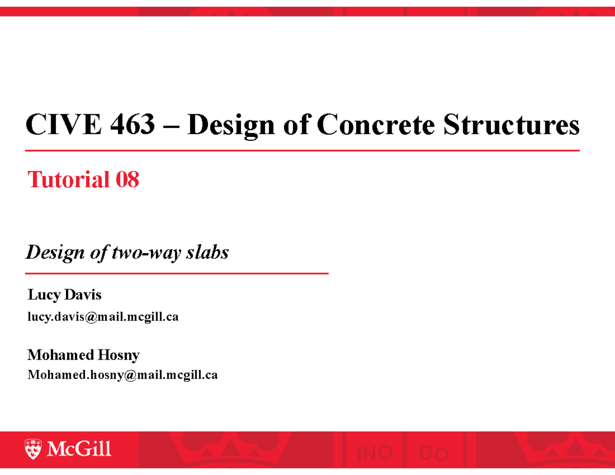 T8 CIVE463 W24 - 463 Tutorial 8 - CIVE 463 – Design of Concrete ...