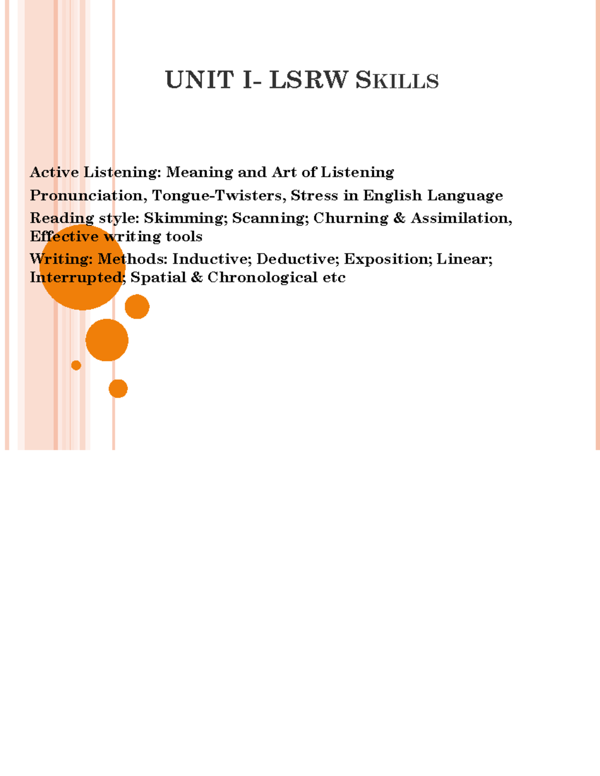 All Typed Notes of Softskills 240302 110239s - UNIT I- LSRW SKILLS ...