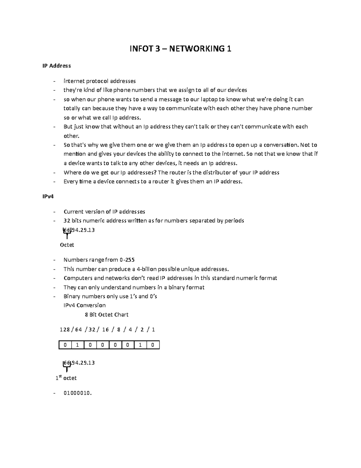 INFOT 3 - IP Address - INFOT 3 – NETWORKING 1 IP Address - internet ...