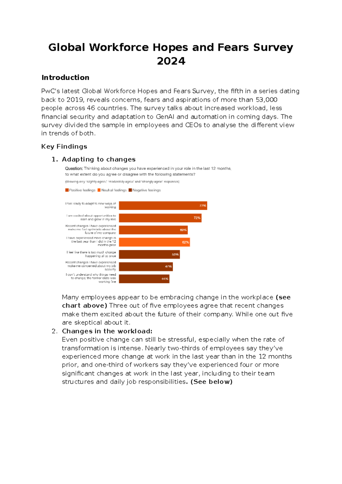 Global Workforce Hopes and Fears Survey 2024 - The survey talks about increased workload, less ...