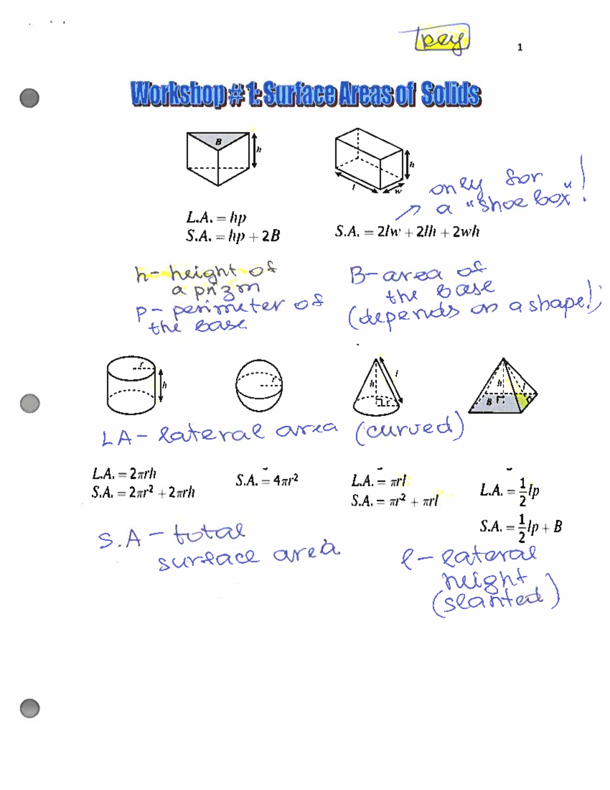 Key to Surface Areas Workshop - Studocu