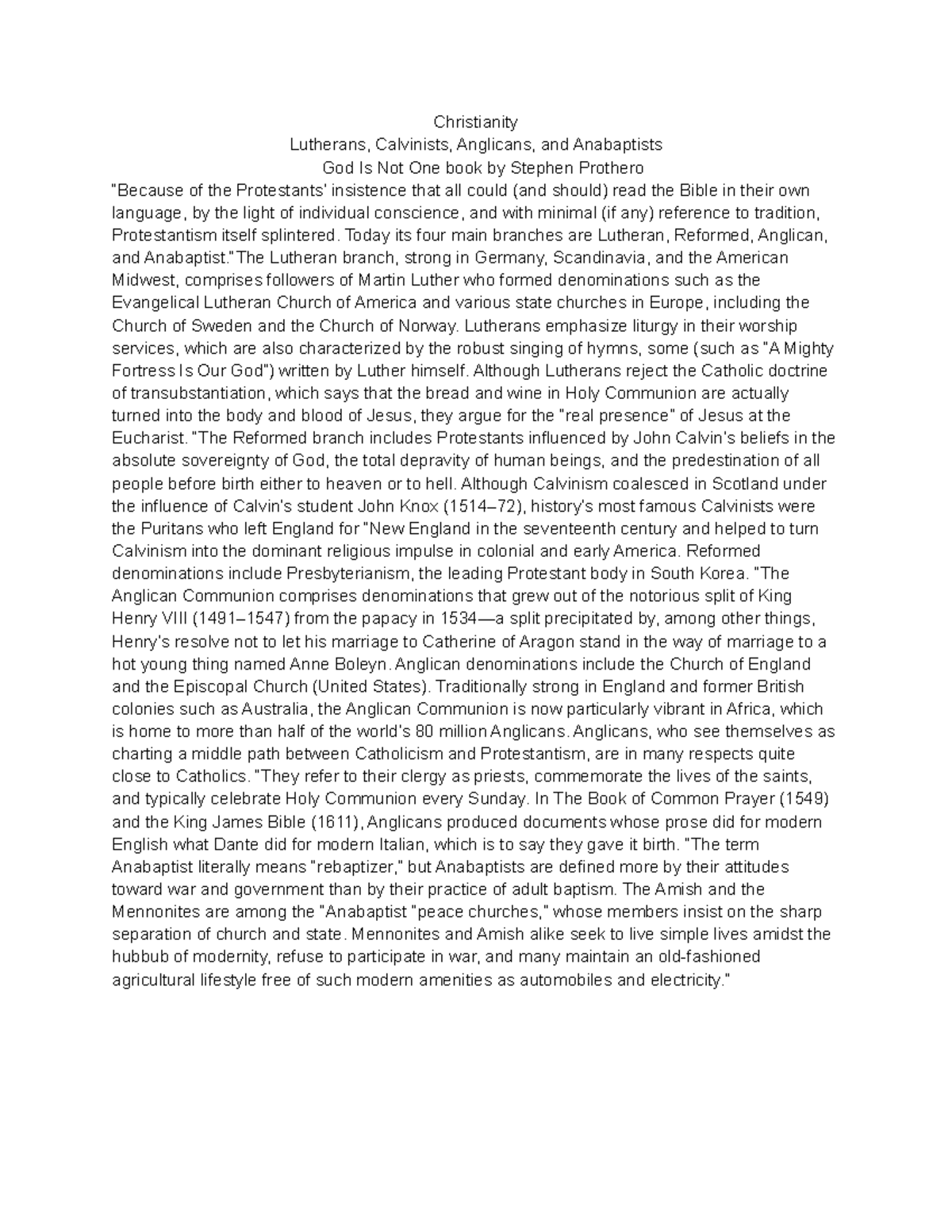 Christianity 9 - God is not one - Christianity Lutherans, Calvinists ...