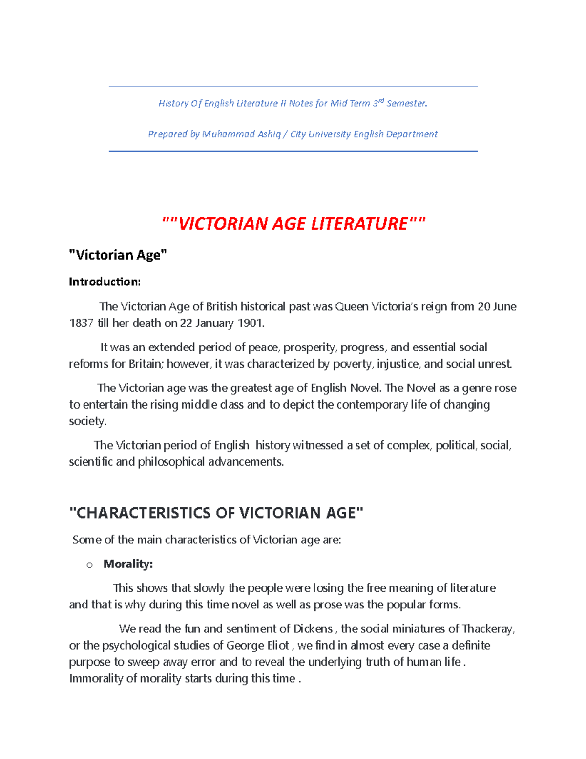 Victorian age Literature ful review - History Of English Literature II ...