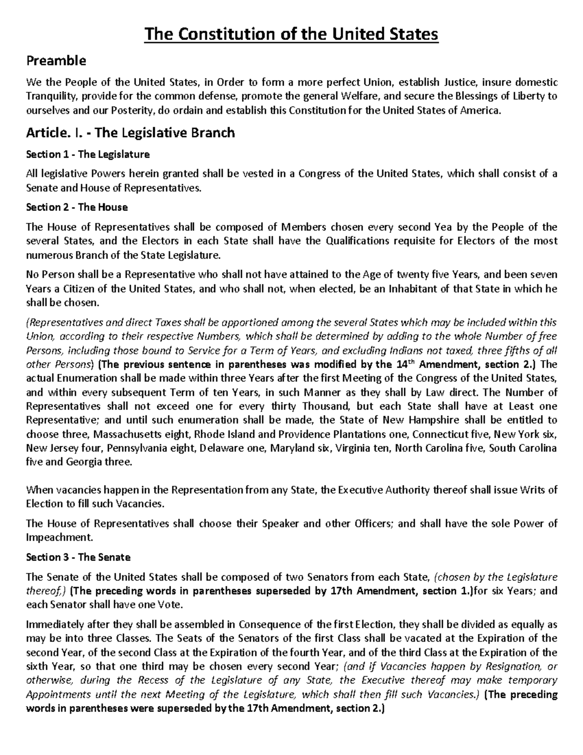 Aa Darius Winston - Text of the Constitution of the United States - The ...