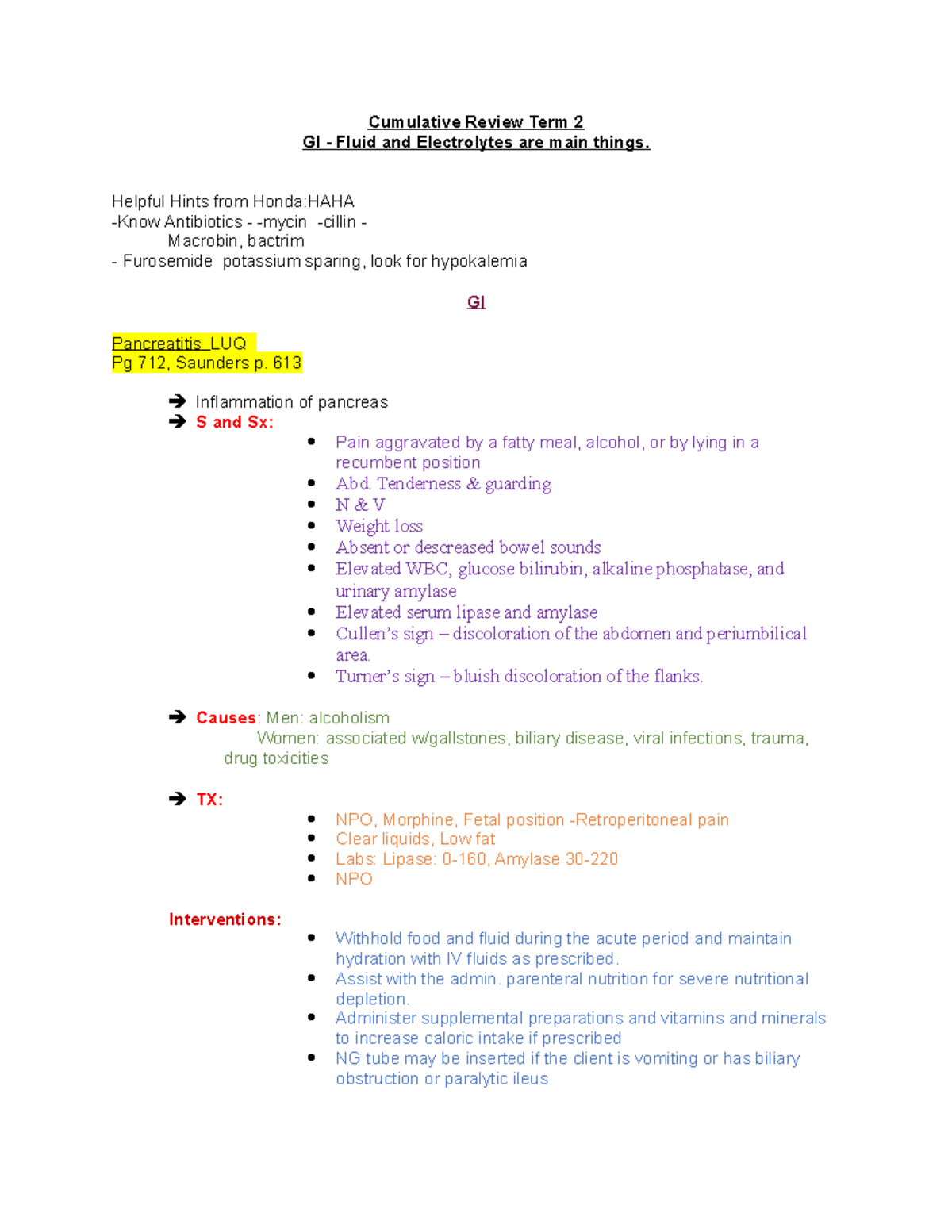 GI disorders - Cum prep - Exam prep - Cumulative Review Term 2 GI ...