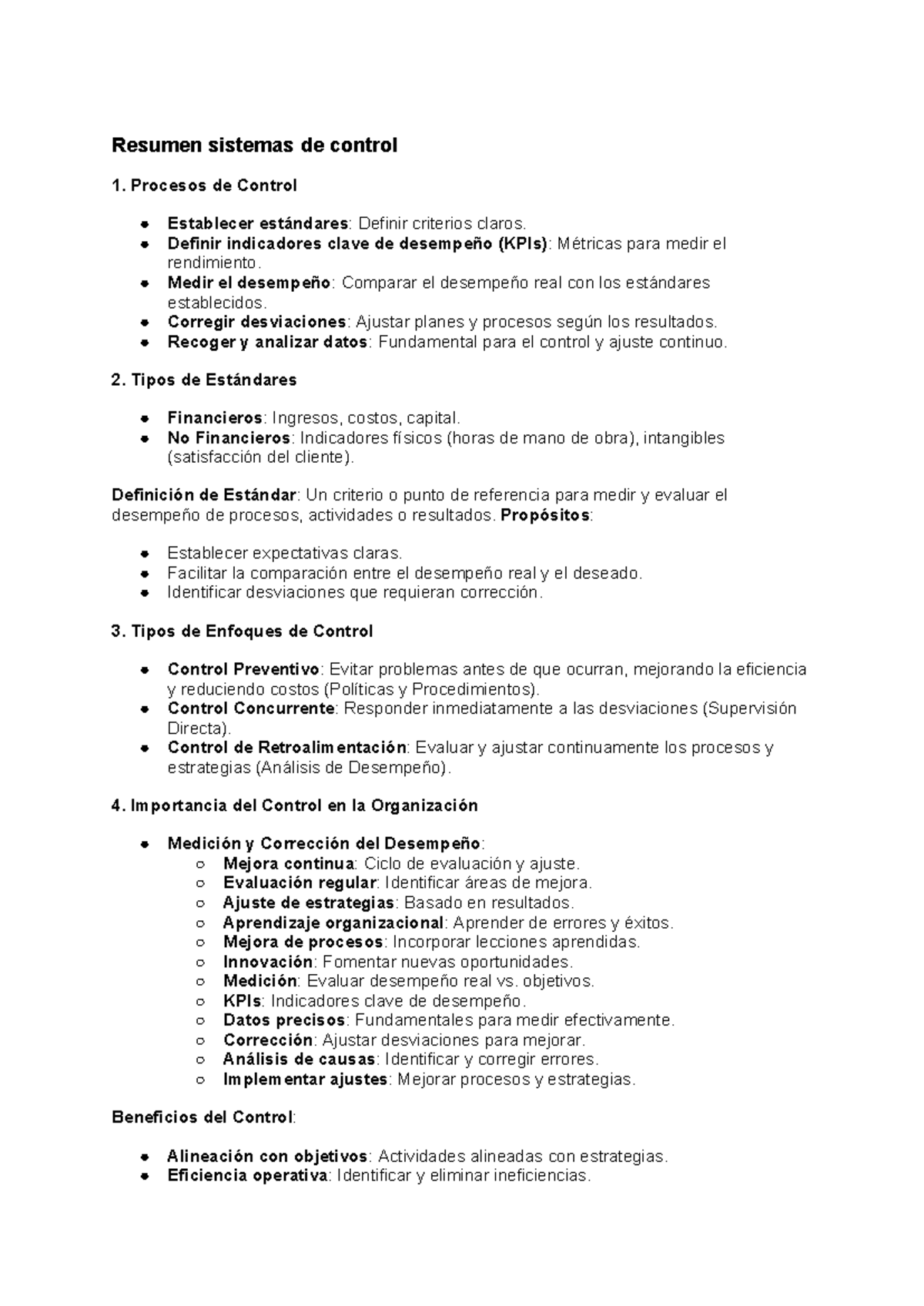 Resumen sistemas de control - Resumen sistemas de control Procesos de Control Establecer - Studocu