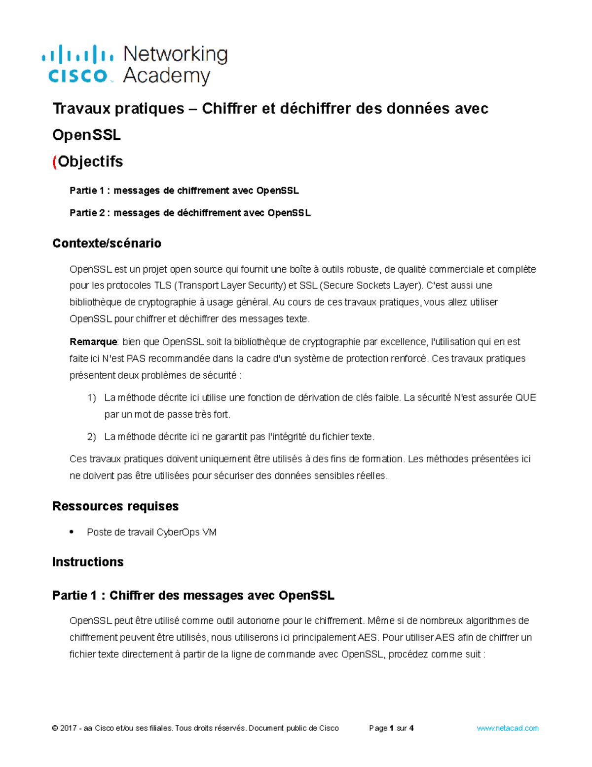 21210 Lab Encrypting And Decrypting Data Using Open Ssl Ilm Travaux Pratiques Chiffrer 1121