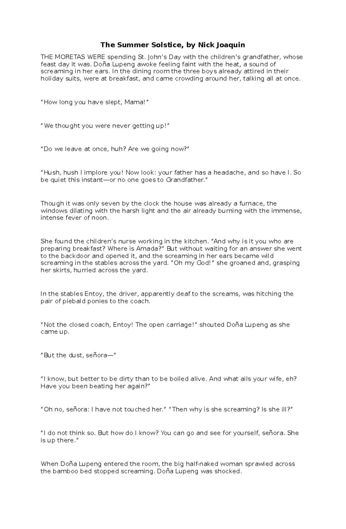 The Summer Solstice - This is a literary pieces in English. - The ...
