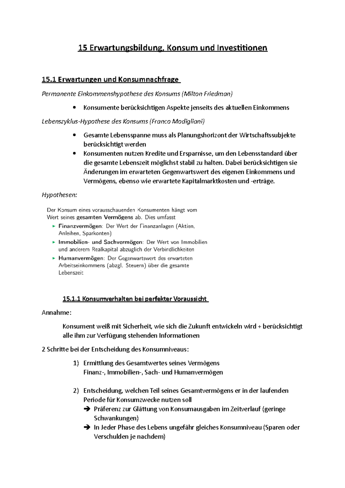 Makro VL2 - 15 Erwartungsbildung, Konsum und Investitionen 15 Erwartungen und Konsumnachfrage ...