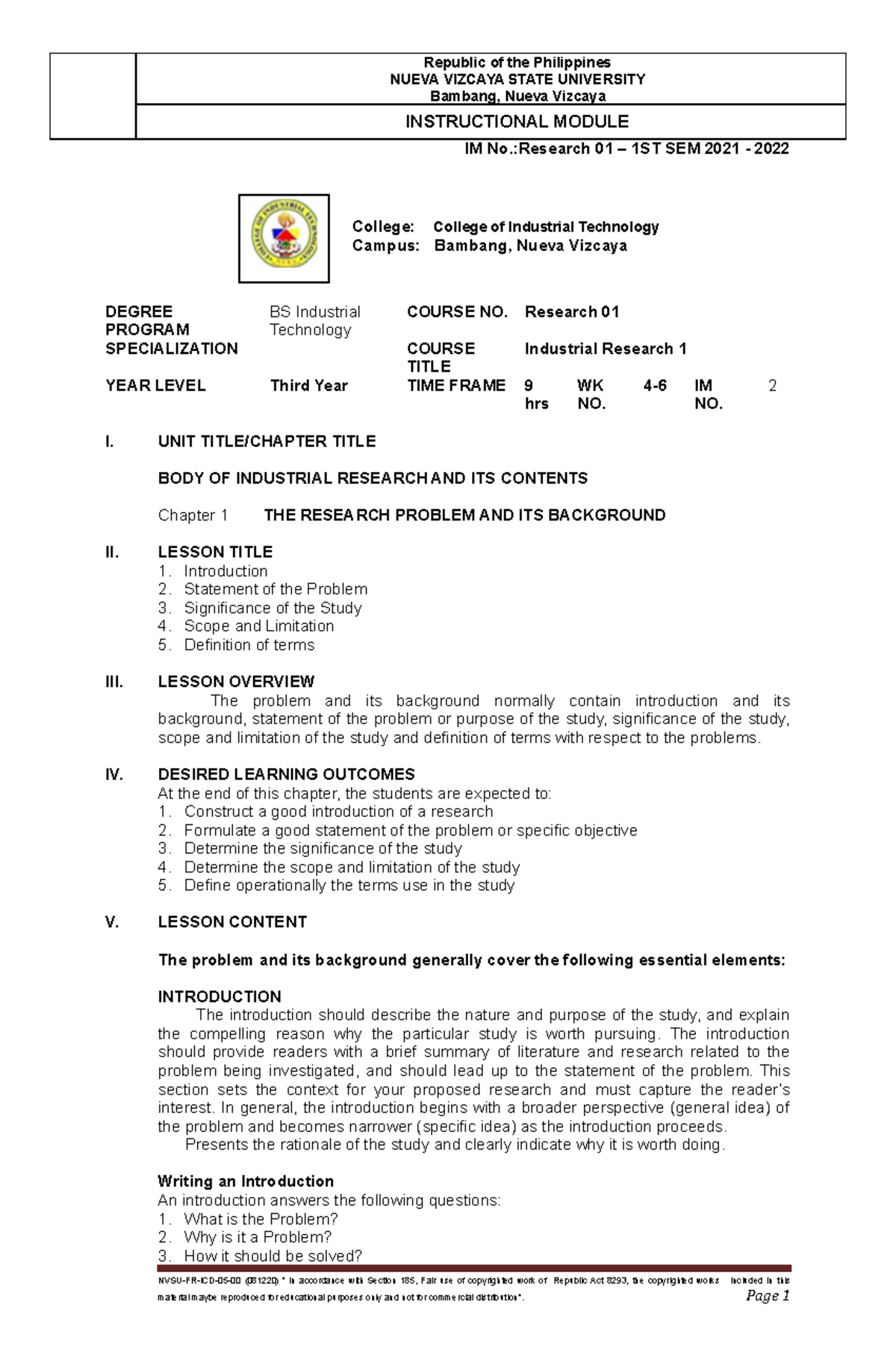 Mod2-Chapter-1 - For educational documents - NUEVA VIZCAYA STATE ...