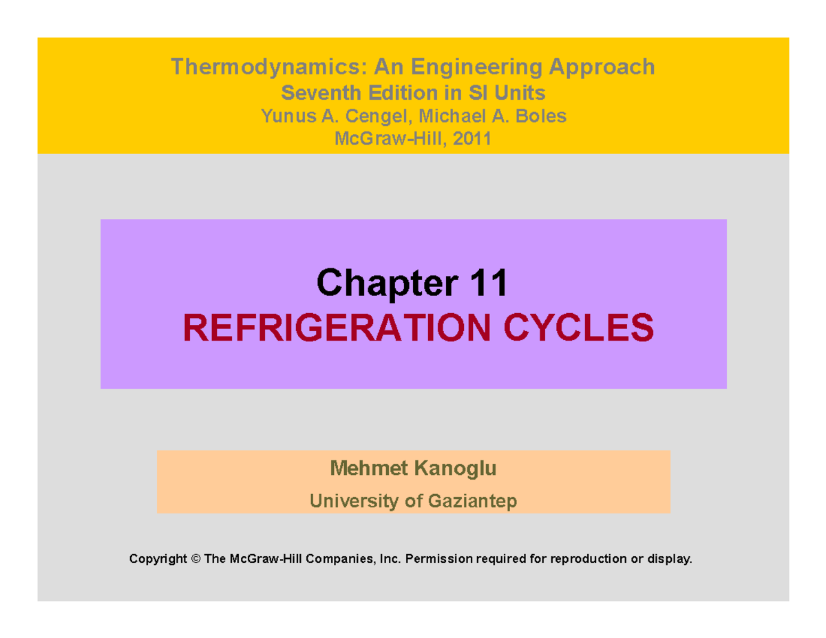 Chap 11 - Chapter 11 Thermodynamics: An Engineering Approach ...