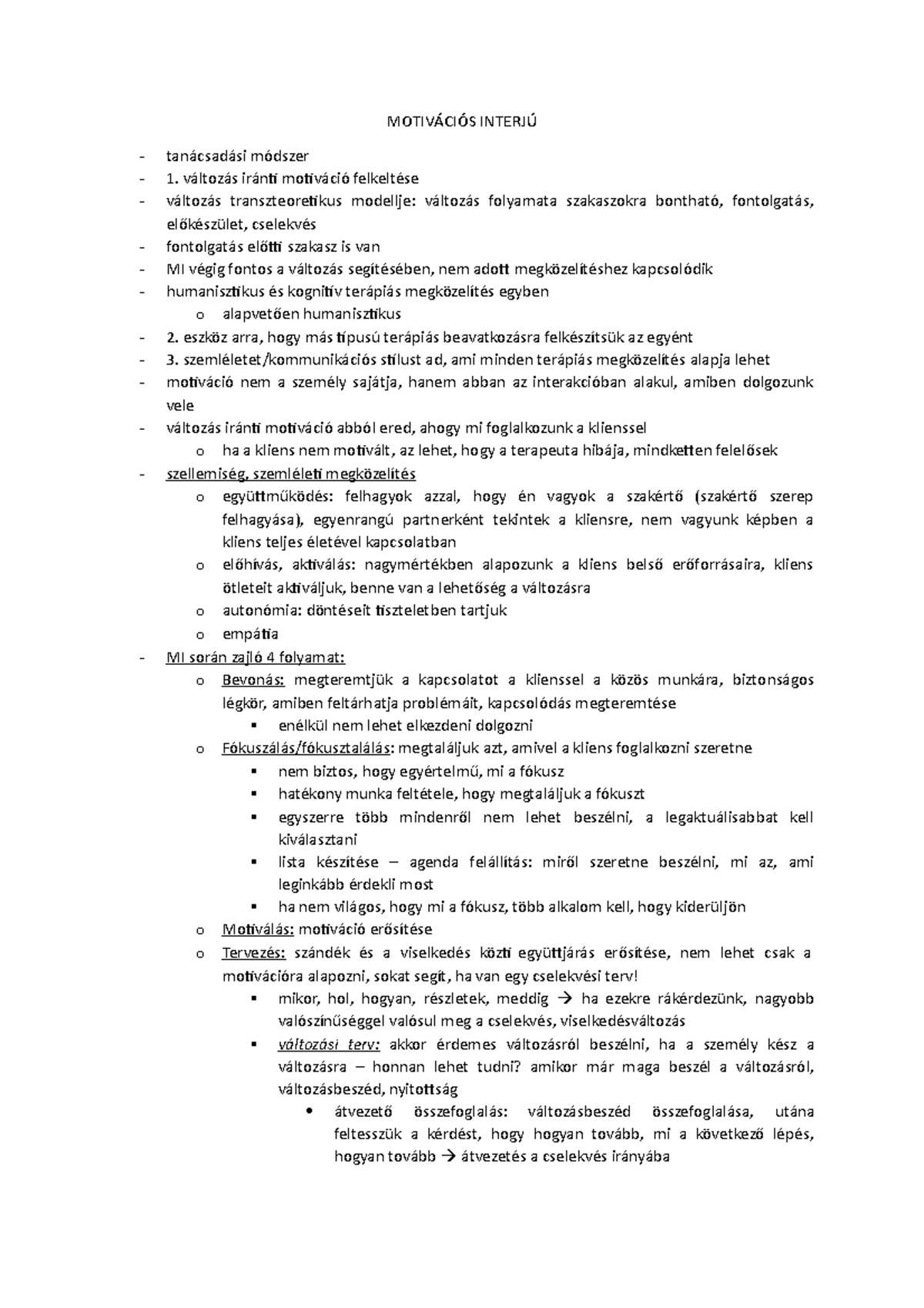 Motivációs interjú jegyzet - MOTIVÁCIÓS INTERJÚ tanácsadási módszer ...