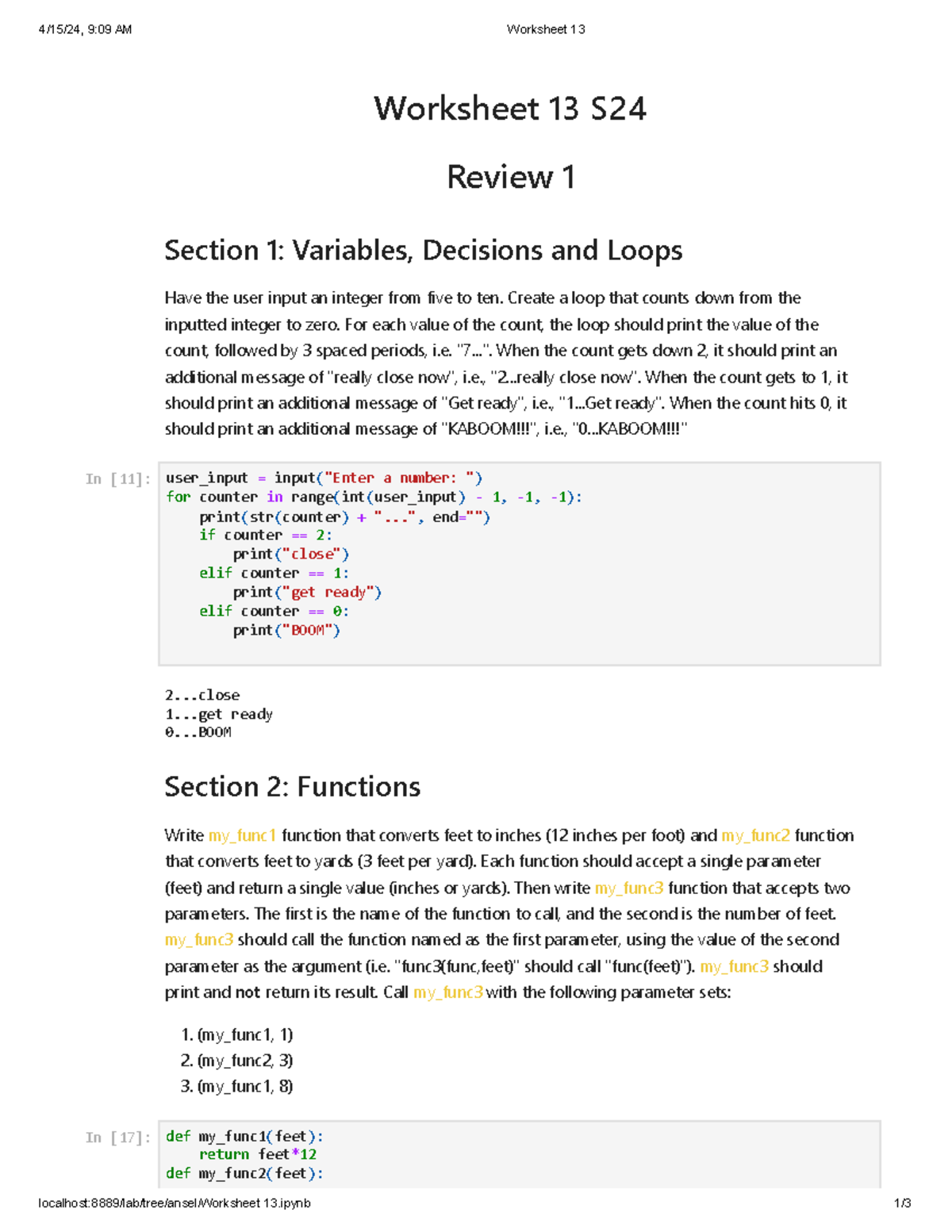 Worksheet%20… (7) - Jupyter Lab - 4/15/24, 9:09 AM Worksheet 13 - Studocu