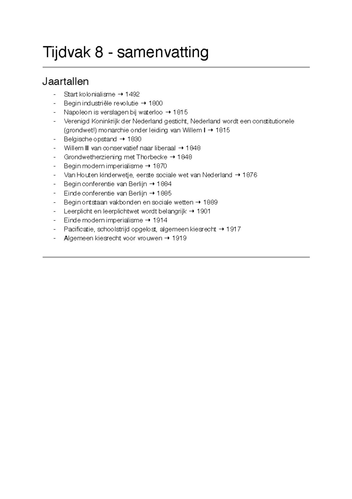 Vwo3 Geschiedenis Tijdvak 8 Samenvatting Tijdvak 8 Samenvatting